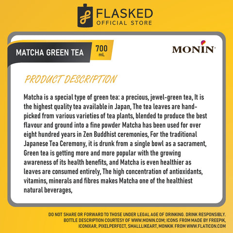 Monin Green Tea Syrup 700mL Matcha – Flasked Liquor Store