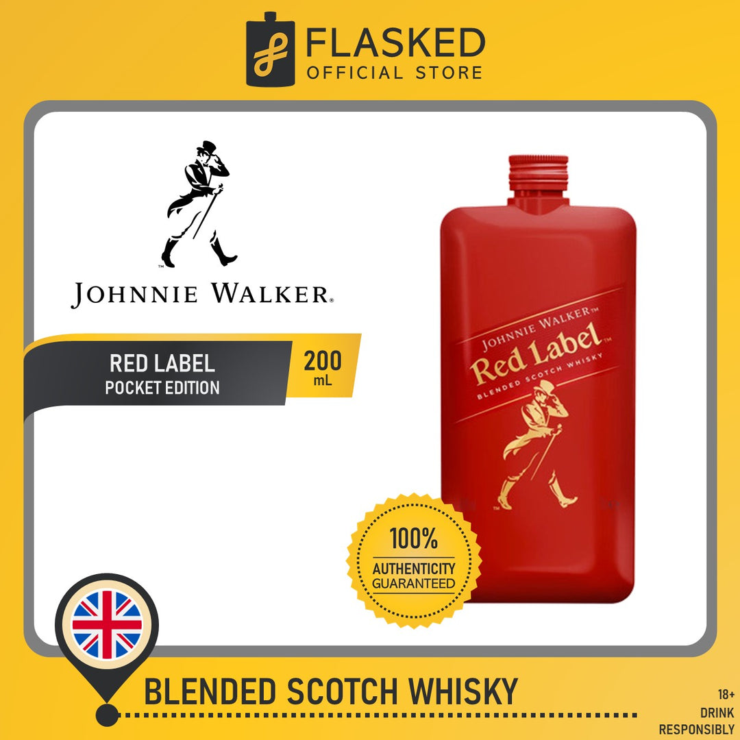 Johnnie Walker Red Label Pocket Blended Scotch Whisky 200mL PET Bottle ...