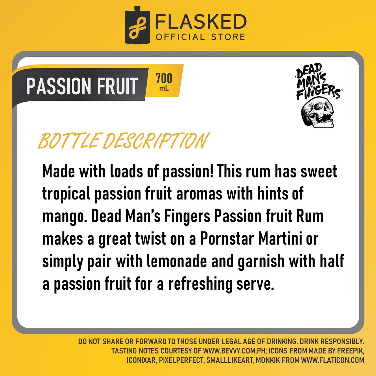 Dead Man's Fingers Passion Fruit Flavored Rum 700mL – Flasked Liquor Store