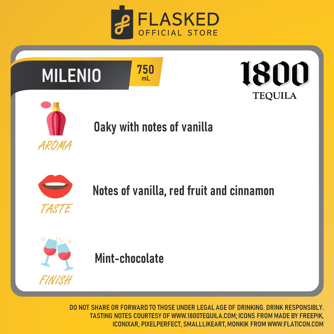 1800 Milenio Extra Anejo Tequila Aged in Cognac Barrels 750mL – Flasked Liquor Store