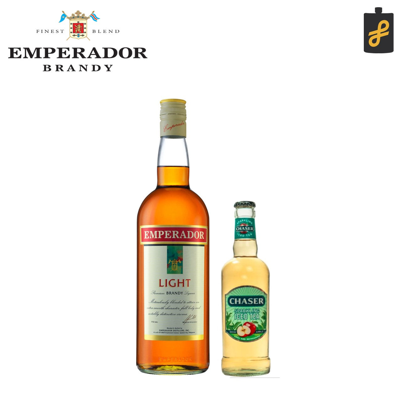 Emperador Light Brandy 750mL W/ Chaser Sparkling Iced Tea – Flasked ...