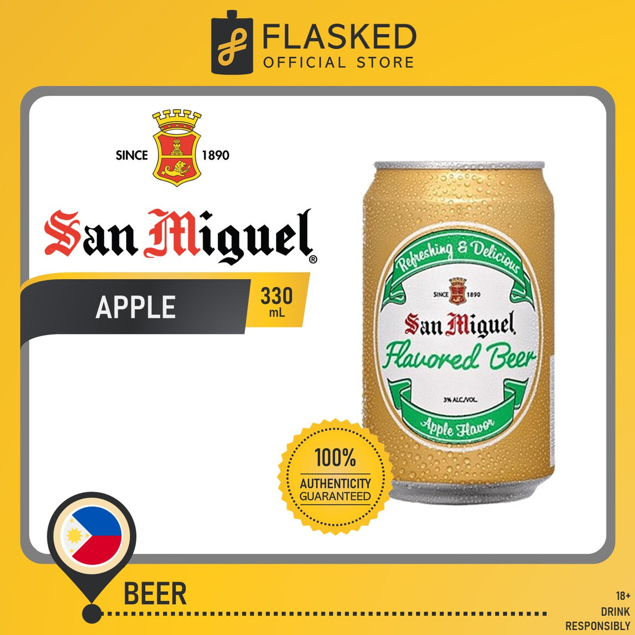 San Miguel Apple Beer Can 330ml – Flasked Liquor Store