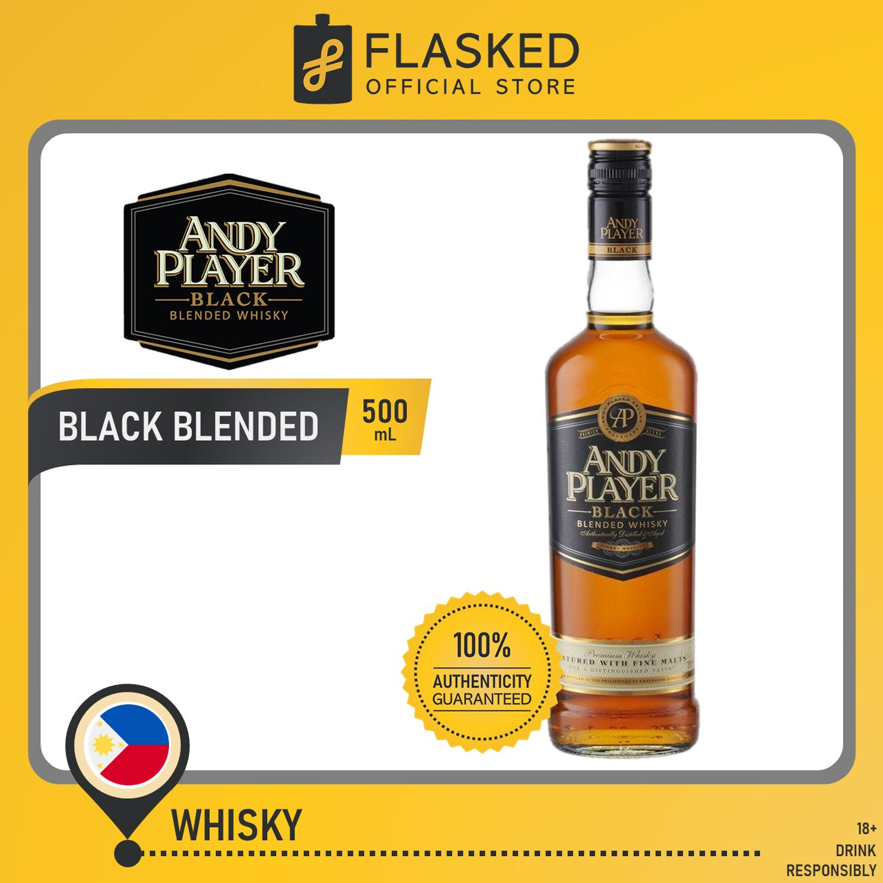 Andy Player Black Blended Whisky 500mL – Flasked Liquor Store