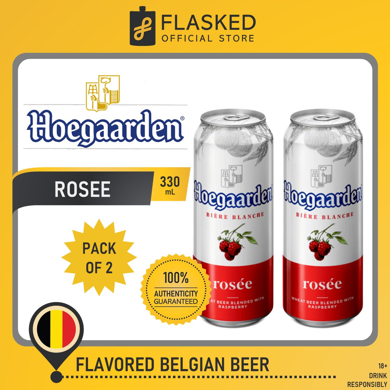 Hoegaarden Rosee Belgian Beer 2 Cans 330mL – Flasked Liquor Store