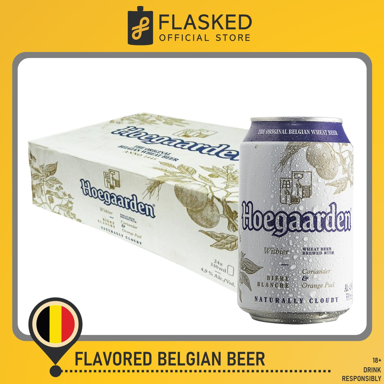 Hoegaarden White Belgian Beer 24 Cans 330mL – Flasked Liquor Store