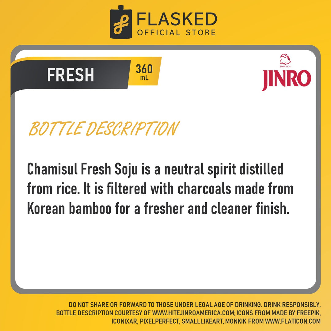 Jinro Chamisul Soju Fresh 1 Case 360mL – Flasked Liquor Store