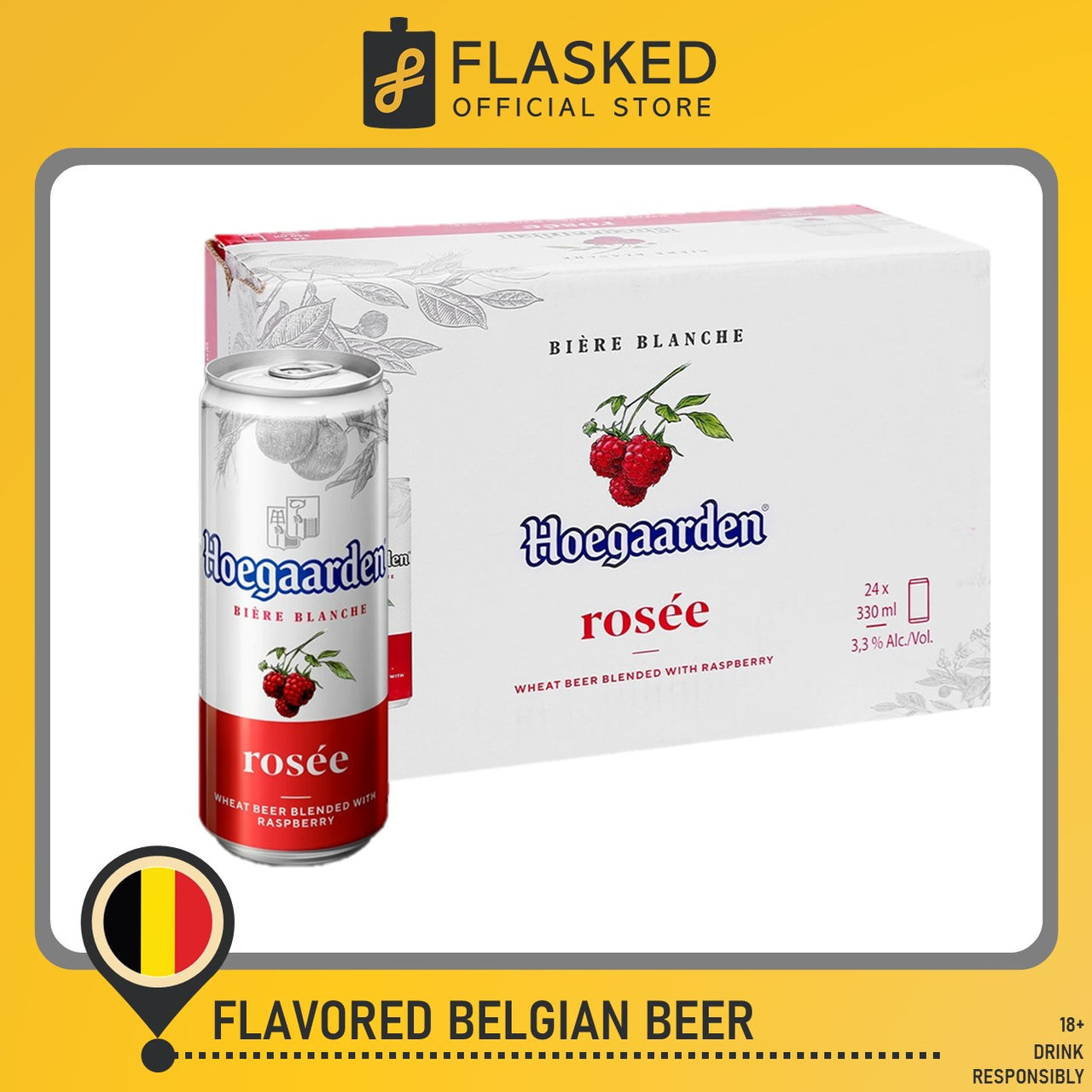 Hoegaarden Rosee Belgian Beer Can 330mL pack of 24 – Flasked Liquor Store