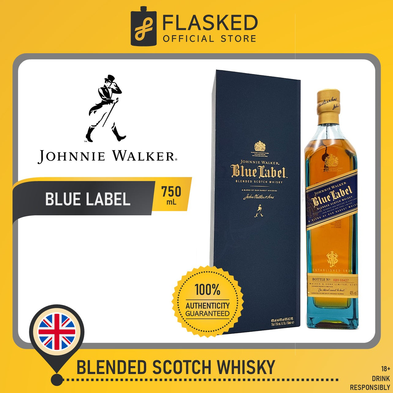 Johnnie Walker Blue Label Whisky 750ml | Scotch Whisky Bottle – Flasked ...